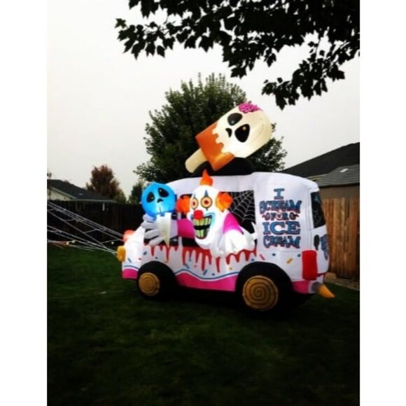 Holiday | Halloween Inflatables Large 8 Ft Clown Ice Cream Truck ...